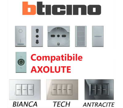 BTICINO SERIE AXOLUTE COMPATIBILE PRESE INTERRUTTORI PULSANTI DEVIATORI ...