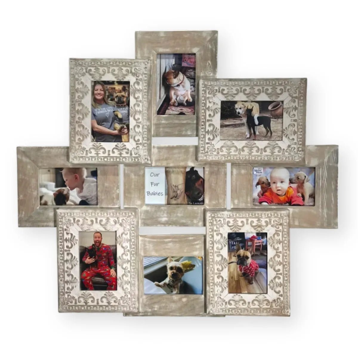 Photo Frame Wall Collage - Holds 9 6x9 Pictures Rustic Farmhouse Style ...
