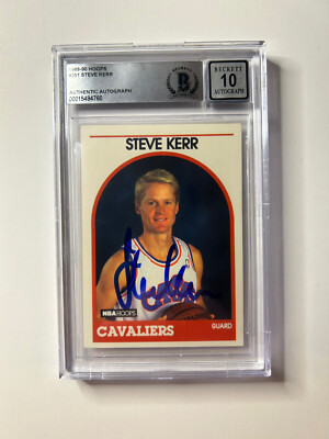 Steve Kerr Signed 1989-90 Hoops Rookie #351 Beckett Autograph 10 | eBay