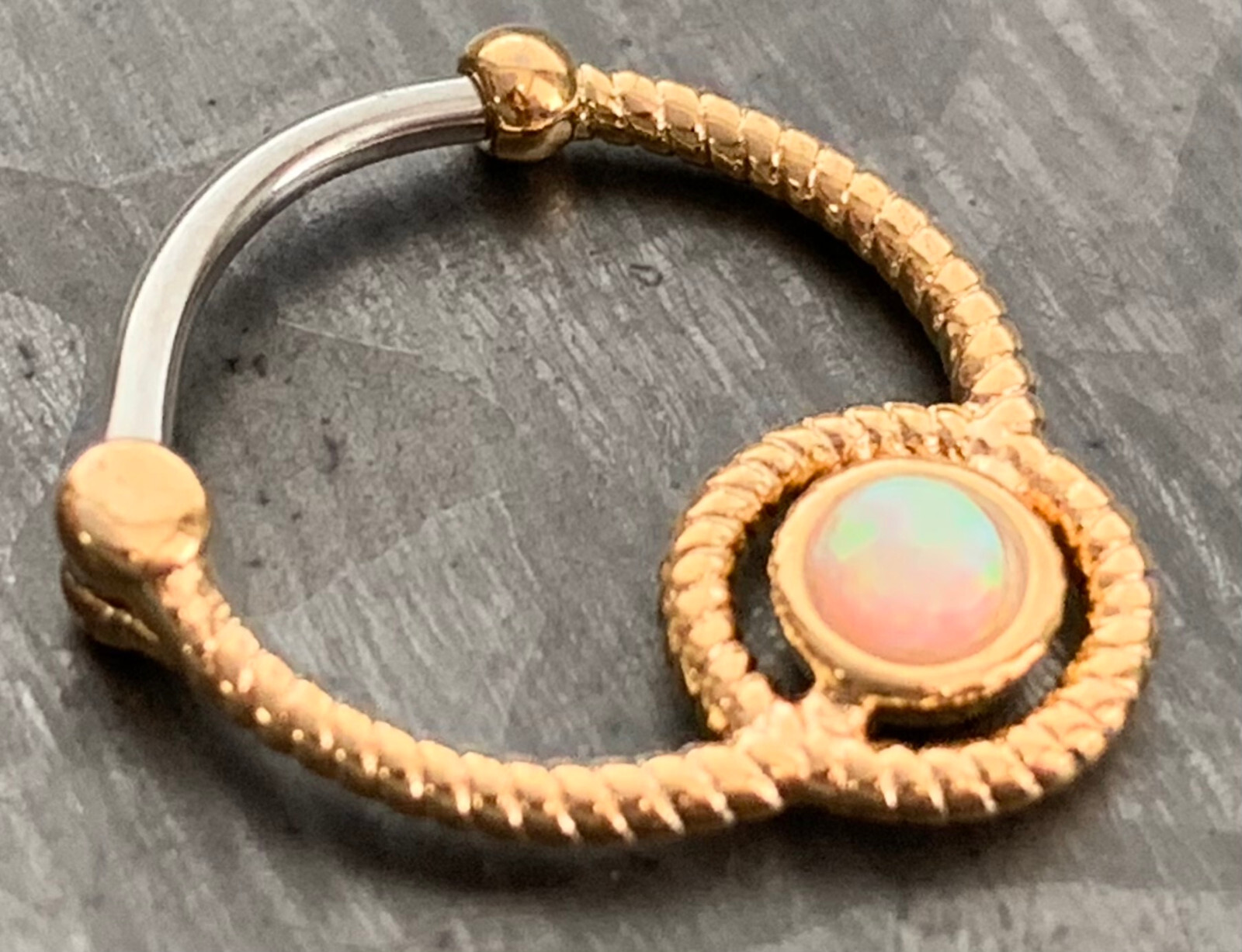 1pc Roped Circle Design Septum Clicker Opal Gem 16g Nose Ring Pierced ...