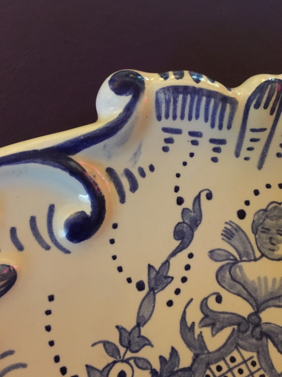 Antique Clam Scallop Shaped Dish Spoon Rest Delft Blue Faience France ...