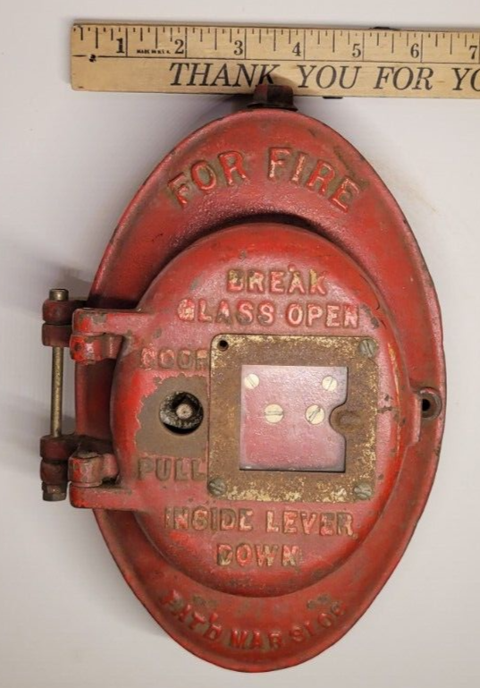 VINTAGE OVAL A.D.T. FIRE ALARM CALL BOX PULL STATION Break Glass ...
