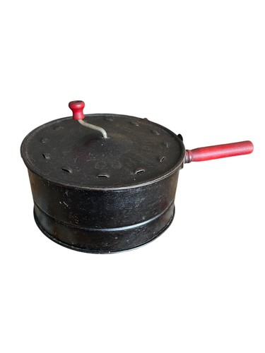 VTG Stove Top 3 Qt. Popcorn Popper w/Stirring Crank Red Wooden Handle ...