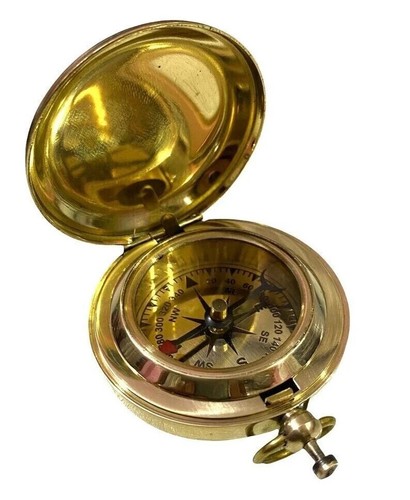 Nautical Brass Handmade Push Button Brass Pocket Compass gift Compass | eBay