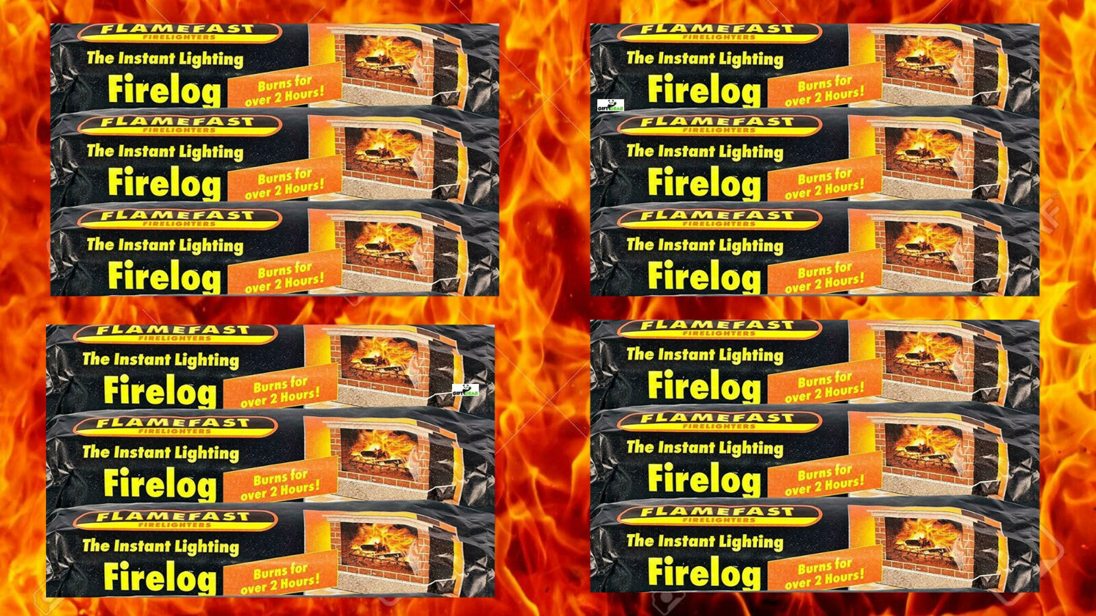 Fire Logs FLAMEFAST Fire glow Easy NO MESS Smokeless Burners Wood 2 ...