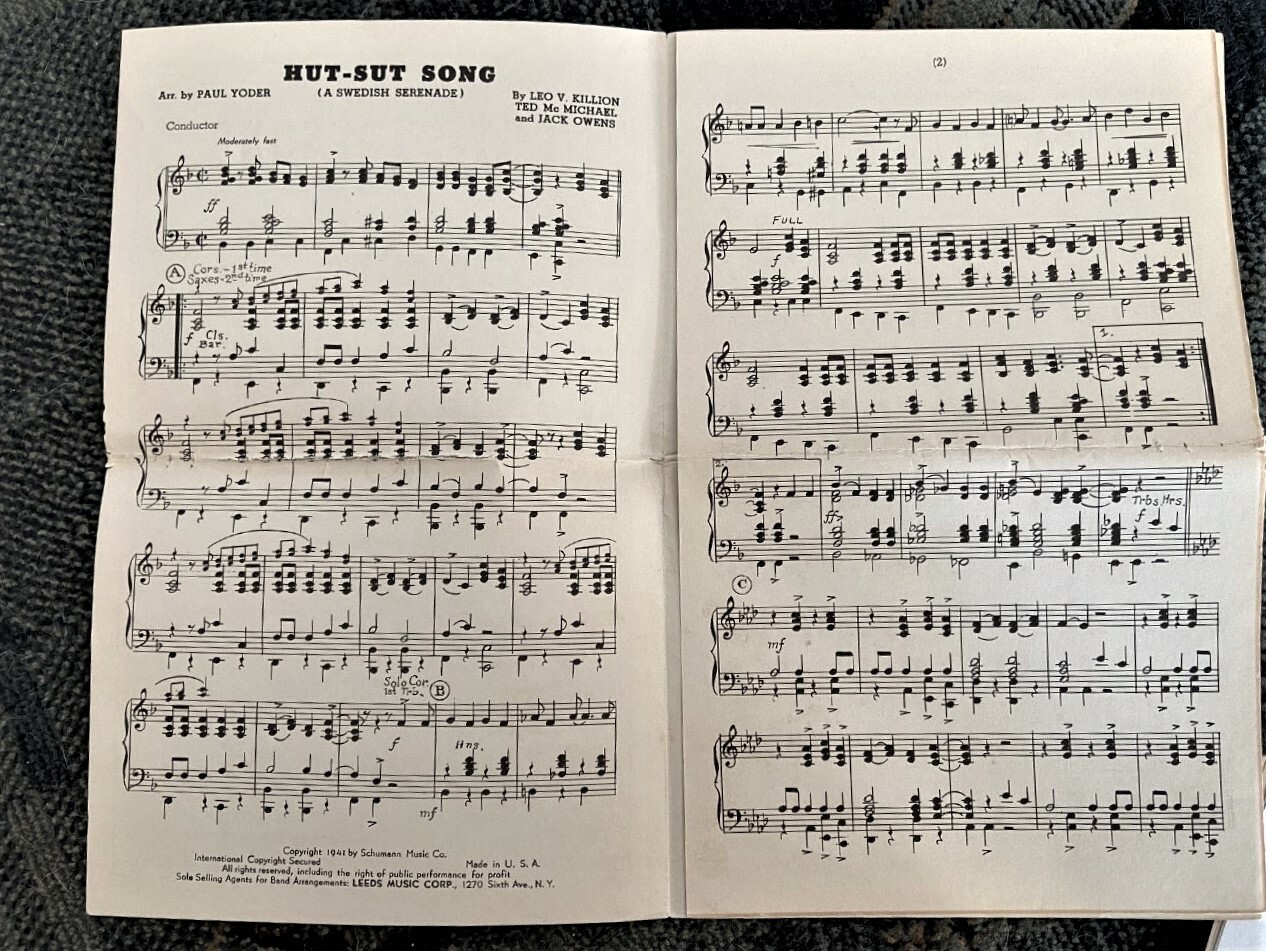 Hut-Sut Song-A Swedish Serenade, band sheet music complete 1941 arr ...
