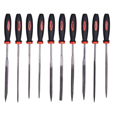 10Pc NEEDLE FILE SET Deburr Thin Small Large Square Round Tapered Wood ...