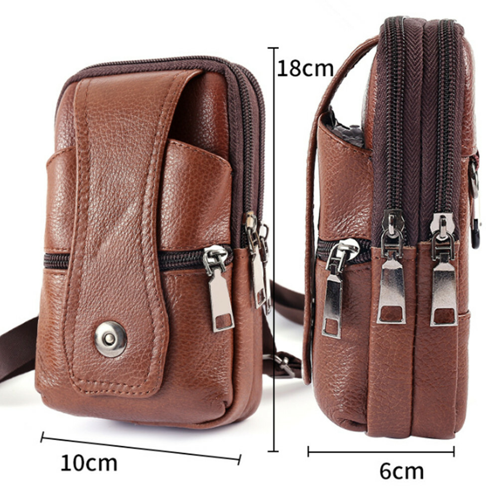 New Man Leather Waist Bag Multi-layer Buckle Mobile Phone Bag Belt ...