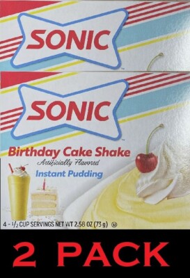 Sonic BIRTHDAY CAKE SHAKE Dessert Instant Pudding Mix 2.58 oz Box - 2 ...