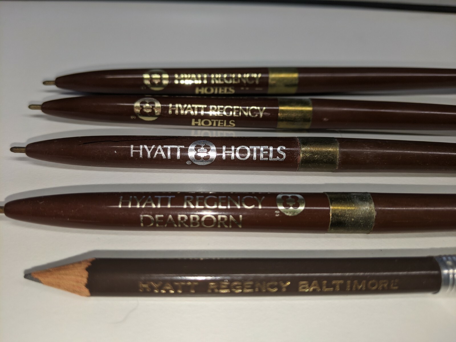 Lot of 5 1980's Vintage Hyatt Hotel Ballpoint Pens / Pencil Dearborn ...