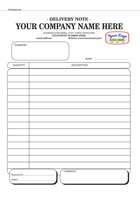 One A4 Delivery Note Book - 50 sets per Book - Duplicate NCR COLOUR ...