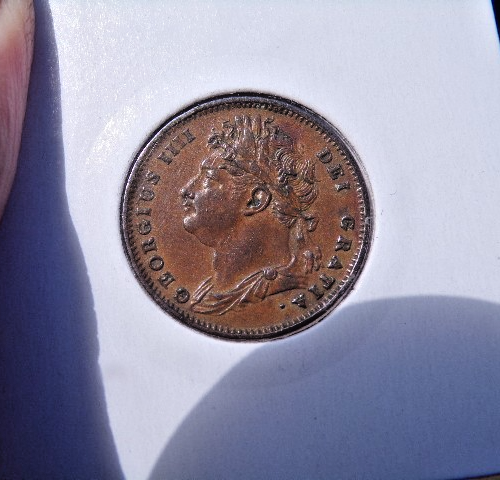 1 Farthing. 1825. George 1111. Copper coin in excellent condition ...