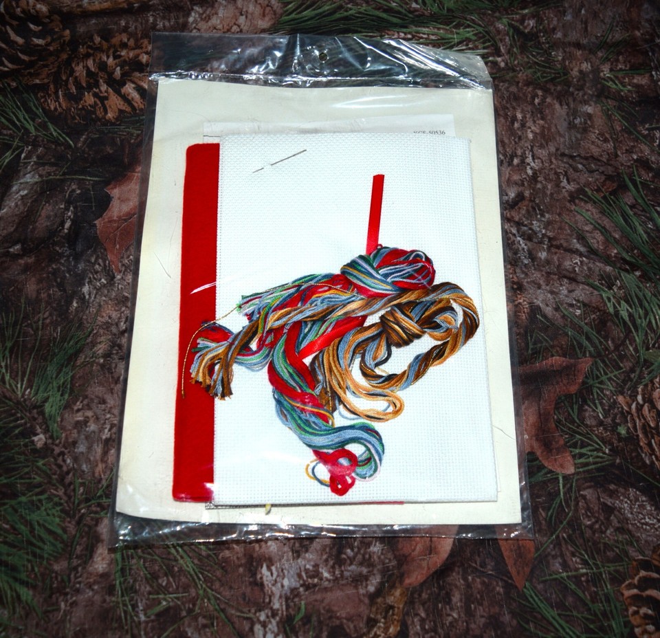 VTG Banar Design Counted Cross Stitch Christmas Stocking Teddy Bear ...