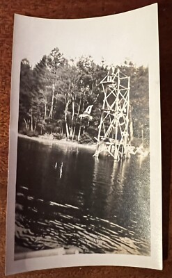 VTG 1920s Photo Camping Handmade Diving Tower Man Dive Lake Action ...