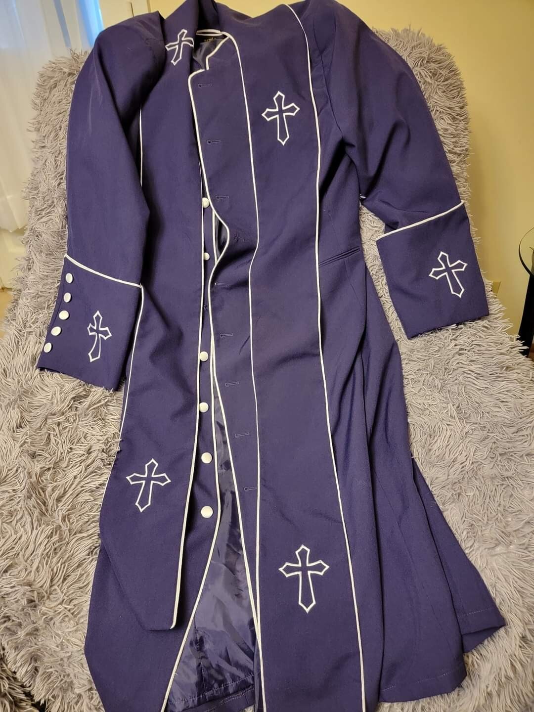 Men's Trinty Clergy Robe & Stole set in purple and white | eBay