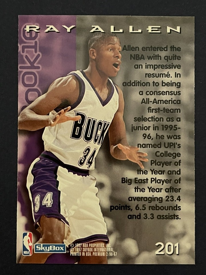 Ray Allen 1997-98 Skybox Premium Rookie Card #201 Milwaukee Bucks | eBay