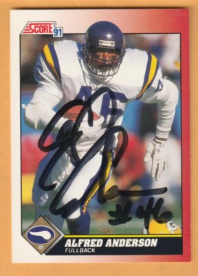 Alfred Anderson Minnesota Vikings AUTO Signed 1991 Score Baylor Bears ...