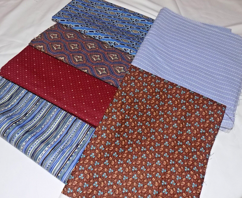 7 Yds Vintage Quilting Cotton Fabric Lot Florals Stripes Blue Maroon ...