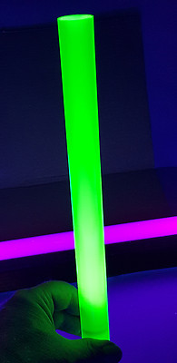 1 1/2” DIAMETER 12” INCH LONG CLEAR GREEN FLUORESCENT ACRYLIC LUCITE ...