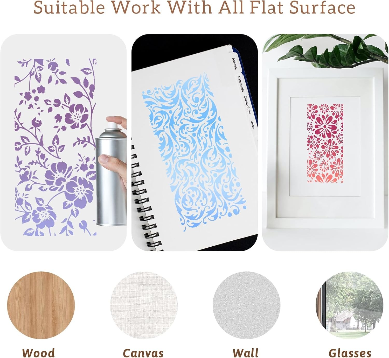 16 Pcs Stencils for Crafts Reusable Stencils for Painting Texture ...