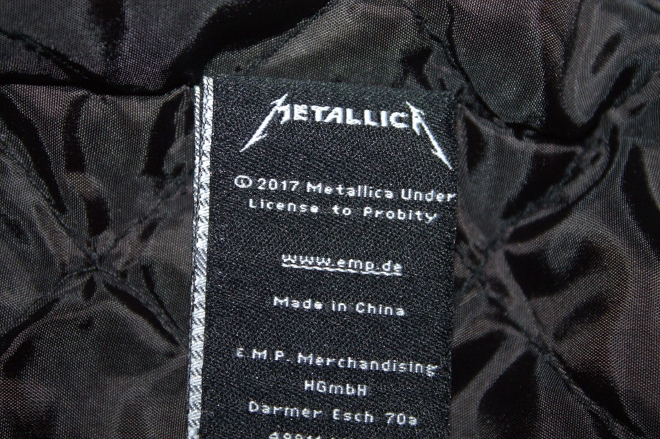 2017 Metallica Jacket Thrash Metal Band Winter Men's Black Cotton ...