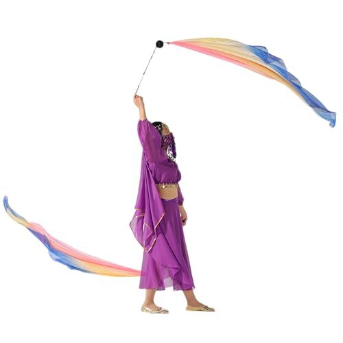 Elegant Silk Veil Scarf with Poi Ball Silk Poi Flags for Dance Flow ...