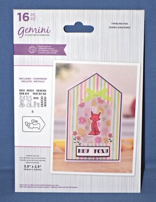 Gemini Twirling Fox Dies & Stamps Set by Crafters Companion 16pc Set w ...
