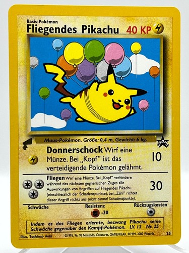 Flying Pikachu #25 World Promo Black Star Vintage German Pokemon Card ...