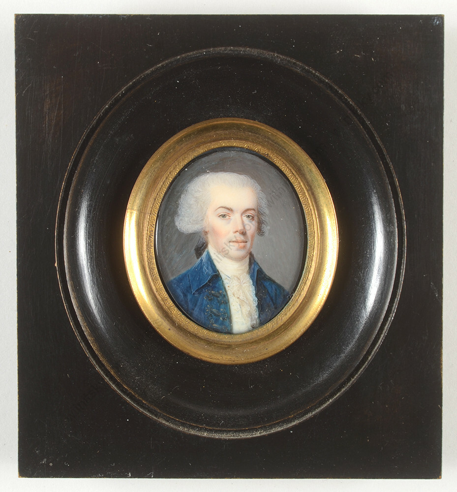 Louis Sene (1747-1804) "Gentleman in blue coat", fine miniature, ca ...