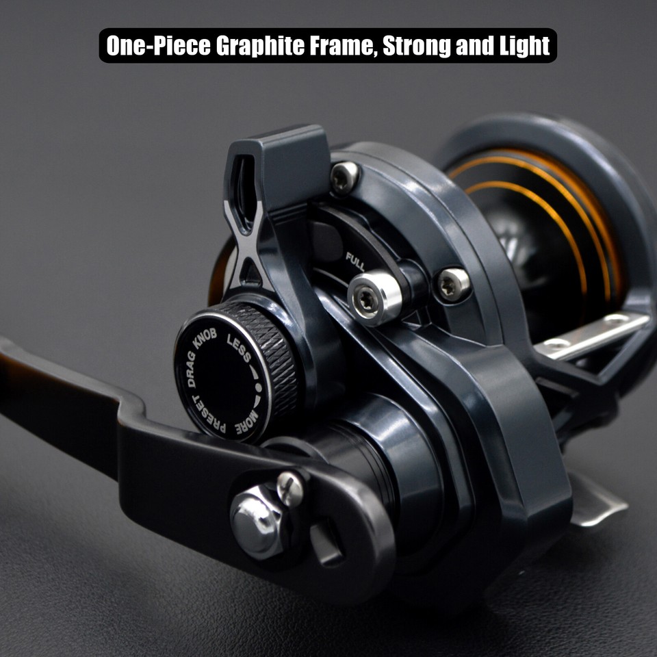 TICA X-Jigger Offshore Trolling Fishing Reel 22LB Lever Drag 42 IN Line ...