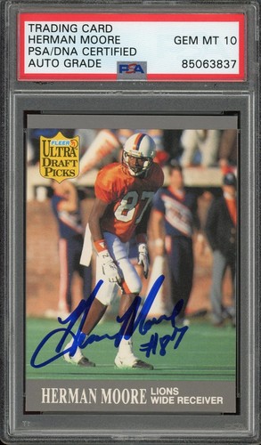 Herman Moore Signed 1991 Fleer Ultra #291 RC – Auto Graded 10 (PSA ...