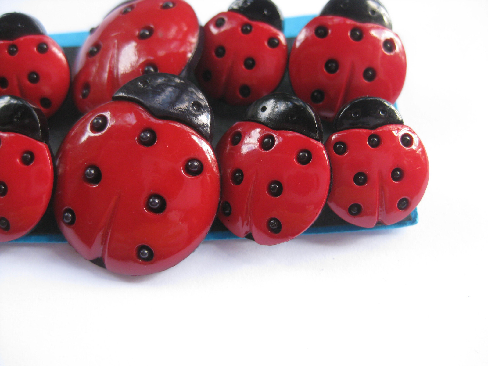 15-24.5mm Cute Glossy Red Black Ladybugs Ladybeetles Shank Sewing ...
