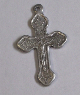 Religious ornate cross rosary crucifix pendant INRI silver color ...