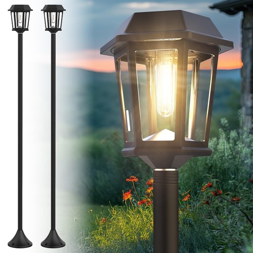 DOESLAG 2 Pack Solar Lamp Post Light, 61Inch Outdoor Pole Lights for ...