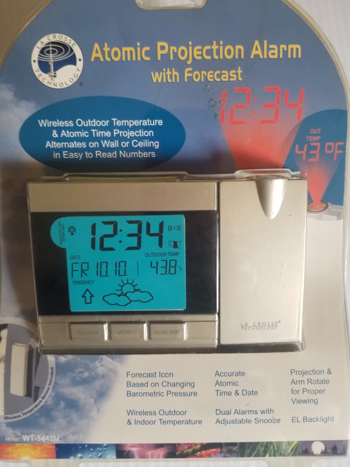 atomic projection alarm clock with weather new | eBay