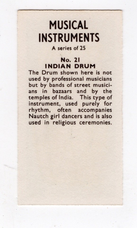 Anonymous Musical Instrument CARD #21 Indian Drum | eBay