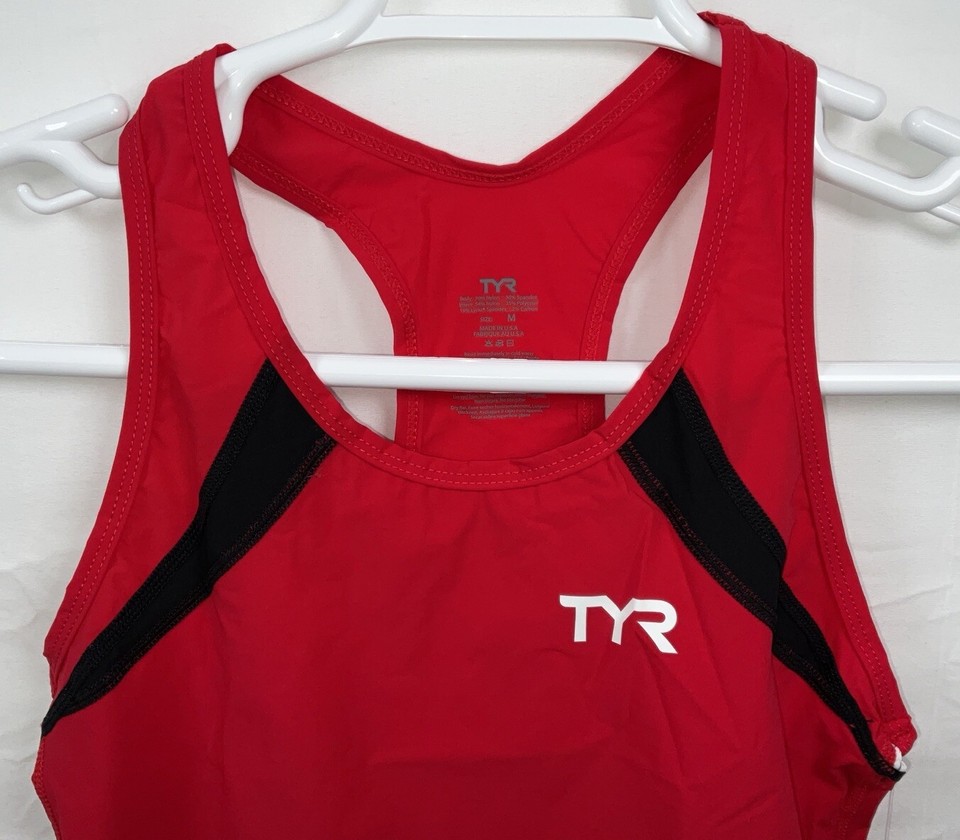 NWT Women’s TYR Carbon Triathlon Tank Top Racer Back Red Black Medium ...