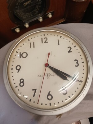 Vnt Large Industrial School Factory Wall Clock Curved Glass Face Metal ...