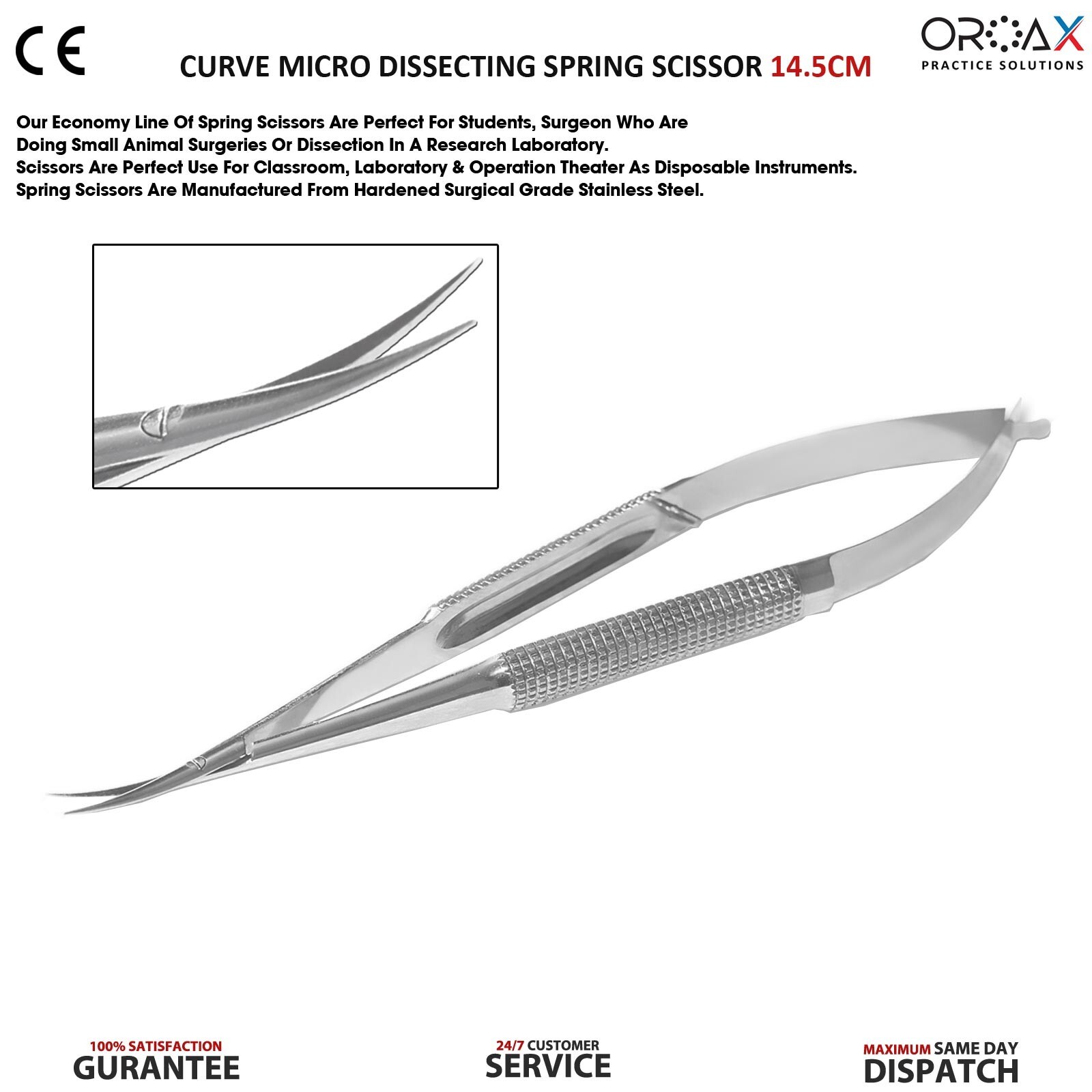 Ophthalmic Dissecting Micro Surgical Noyes Spring Action Curved Surgery ...