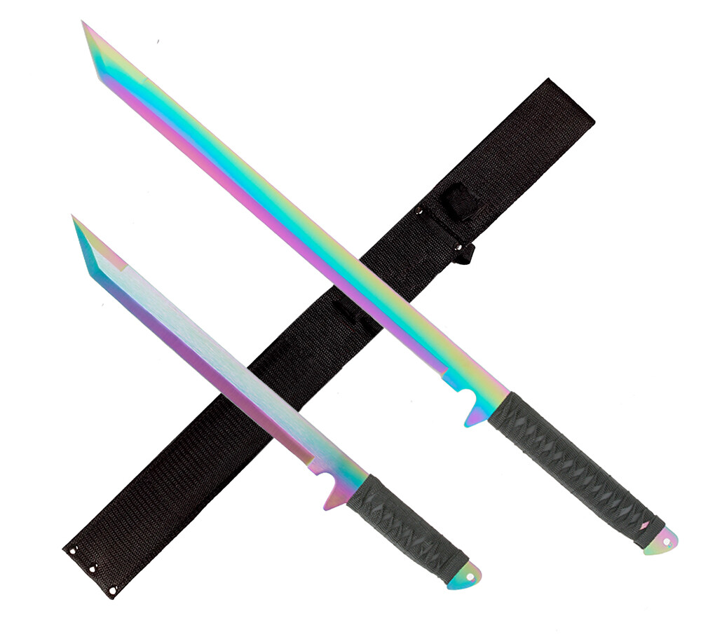 Tactical Master 2 PCS Full Tang Ninja Machete Zombie Tactical Survival ...