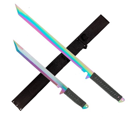 Tactical Master 2 PCS Full Tang Ninja Machete Zombie Tactical Survival ...