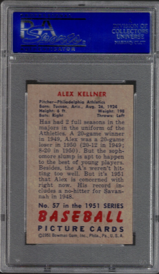 1951 BOWMAN #57 ALEX KELLNER PSA EX 5 | eBay