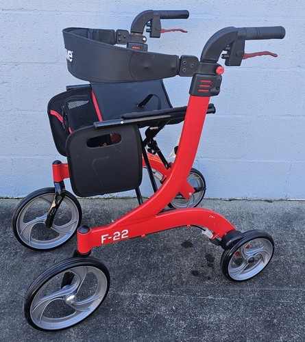 Drive F-22 Rollator Walker GV974RD Handle Breaks Seat Pouch 300lb ...
