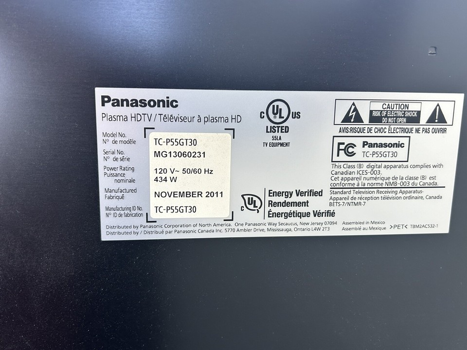 Panasonic Viera 3D Tv. Model: TC-P55GT30 Working | eBay