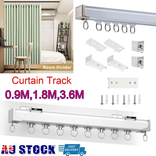 Heavy Duty Curtain Track Set Aluminium Rail Brackets Sheer Rods Rollers ...