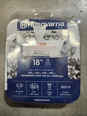 Husqvarna Chainsaw Chain 18" H30 72 .325" .050" HIGH PERFORMANCE | eBay