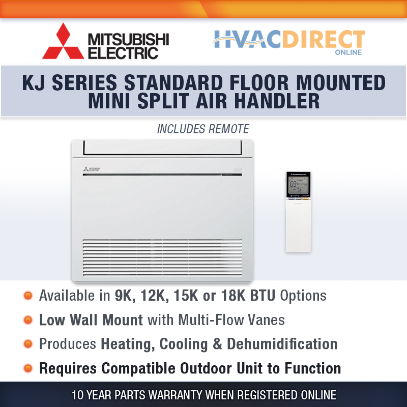 Mitsubishi 9-18K BTU Multi-Zone Mini Split KJ Floor Mount Indoor Unit ...