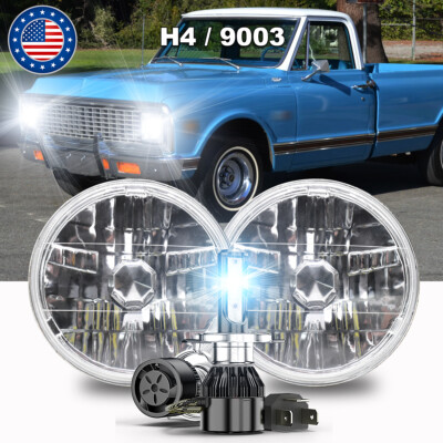 For 1967-1972 Chevy C10 7 inch LED Headlights Round DOT Approved Hi/Lo ...
