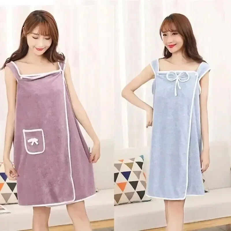 Wearable Ladies Bath Towel Shower Wrap Towel Dress Fast Drying Bath for ...
