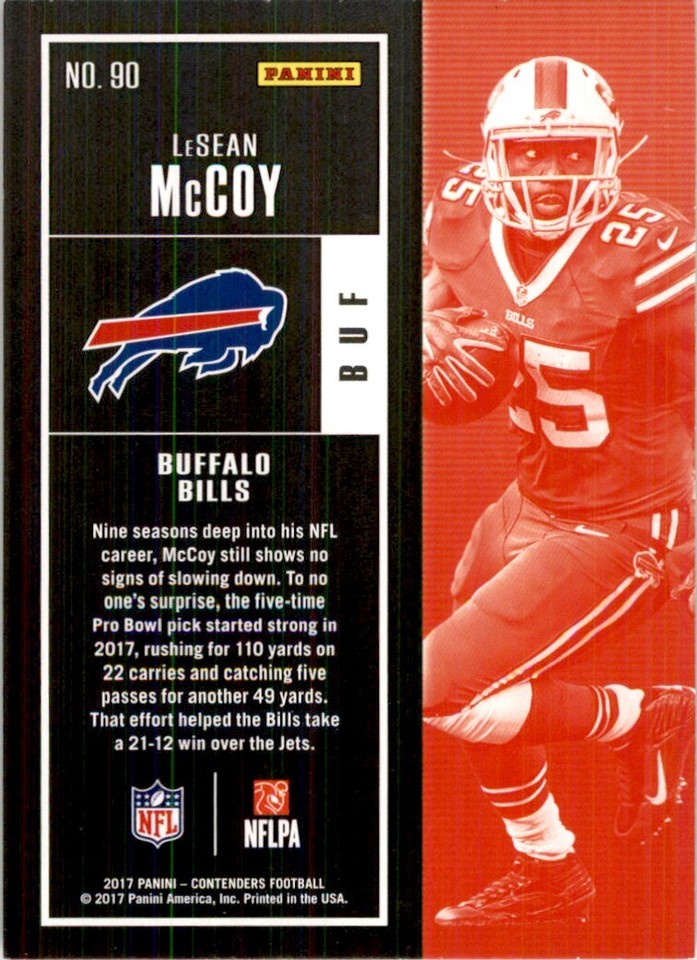 2017 Panini Contenders. LeSean McCoy Football Cards. #90 | eBay